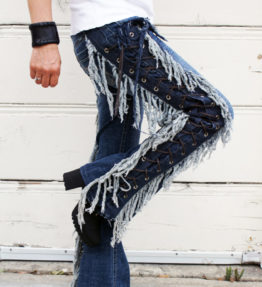 NEW Custom Rock Pants – Blue Jeans Leopard Lace Faux Leather Pants ...